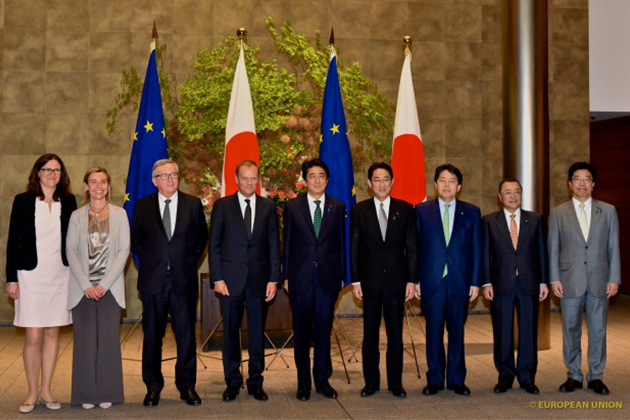 EU and Japan leaders meet to discuss joint efforts on peace, security ...