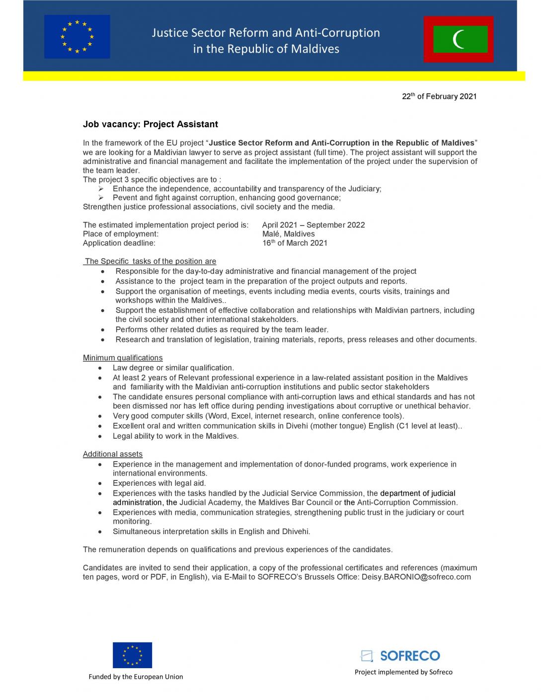 Job Vacancy: Project Assistant | EEAS